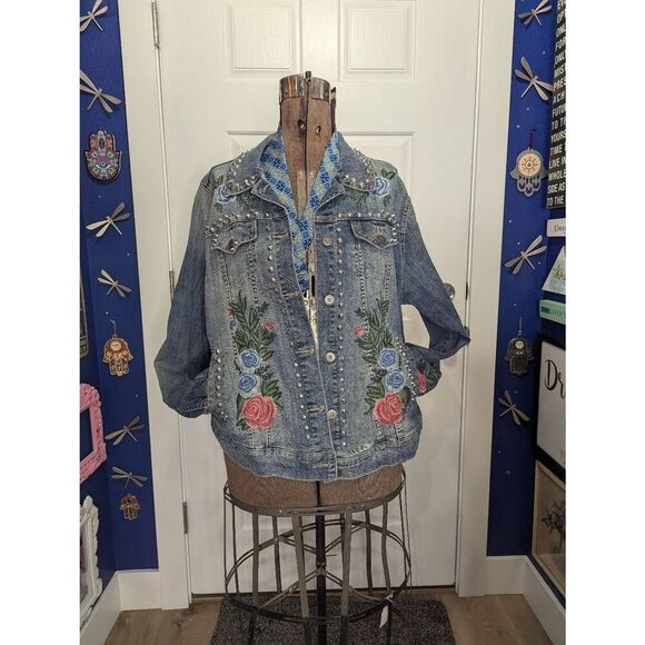 torrid | Jackets & Coats | Torridblue Bee Embroidered Jean Jacket ...
